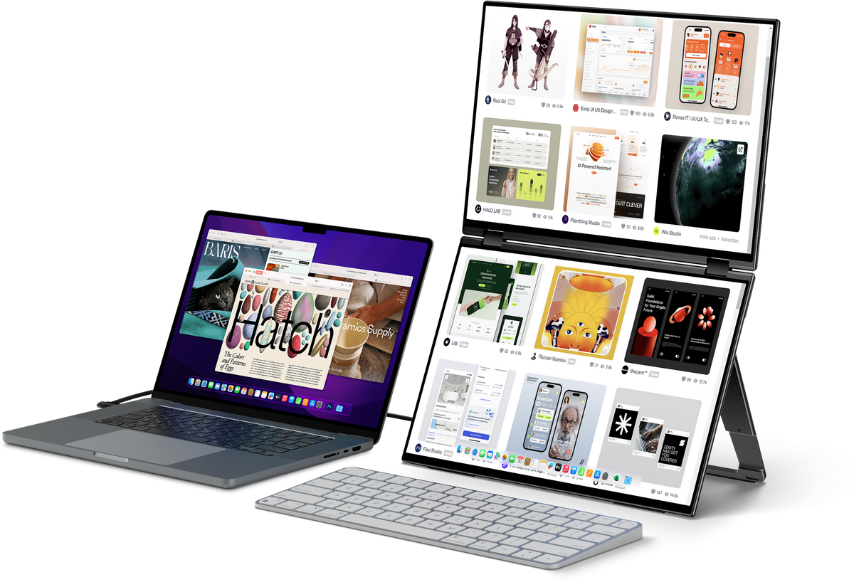 EHOMEWEI【X2 Pro】 Foldable 16-inch 2.5K dual stacked monitor Portable ...